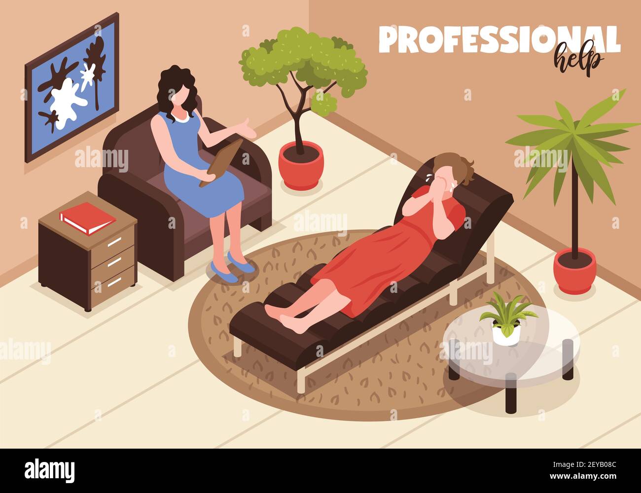 Depression and professional help background with therapy and aid ...