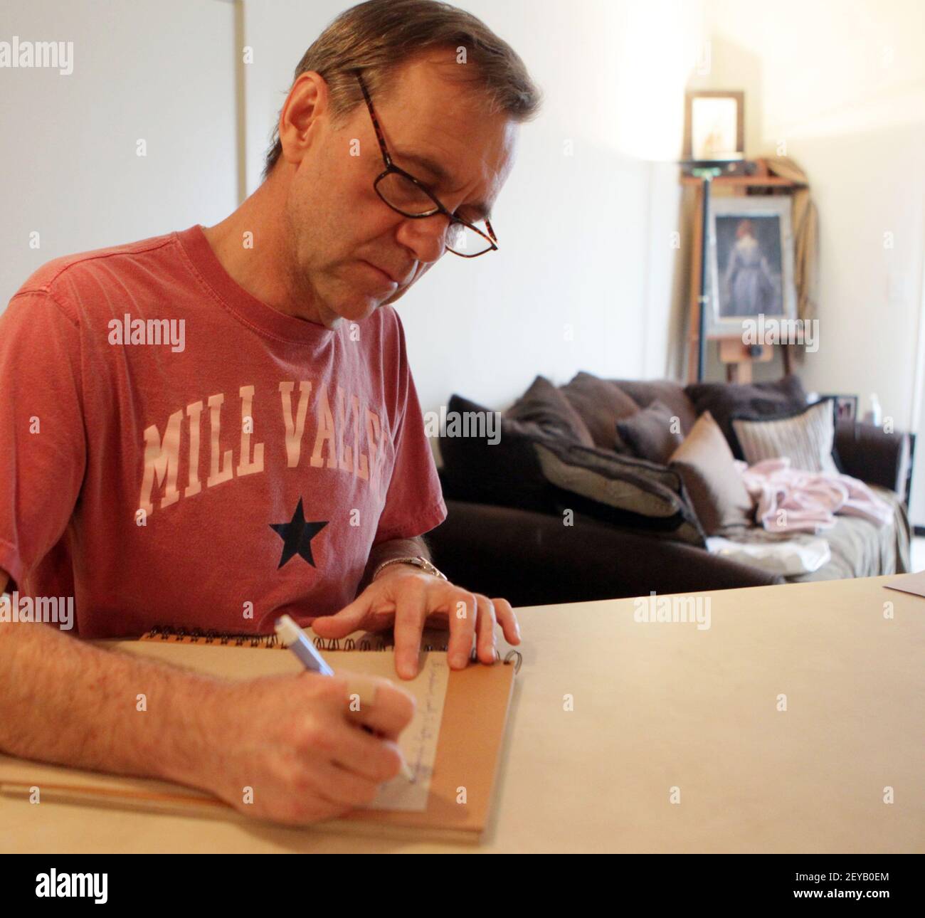 Public art Provocateur, Randy Osborne, works on his "Letter A Day ...
