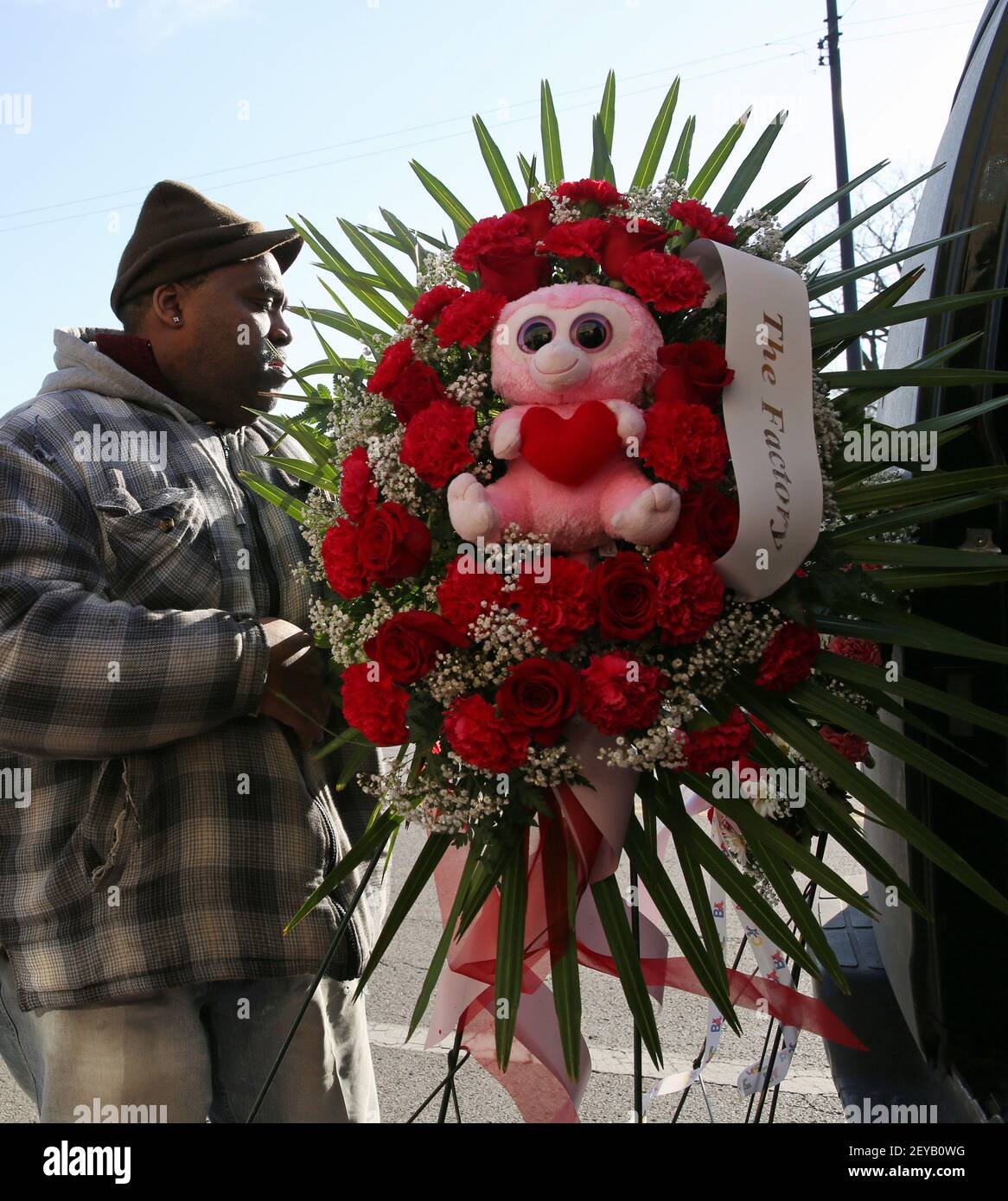 A flower arrangement for the funeral of six-month-old Jonylah Watkins ...