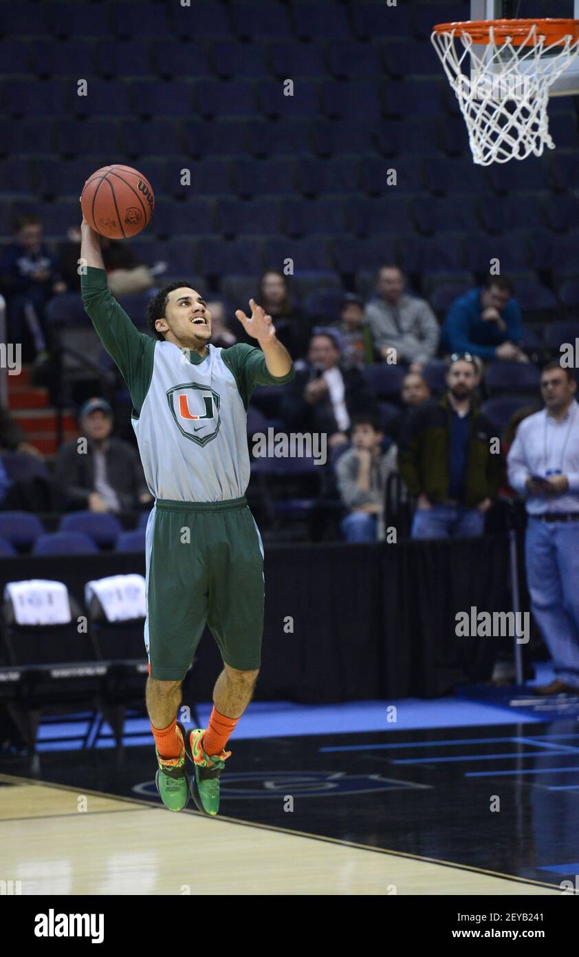 Miami guard Shane Larkin (0) during a shoot around for the NCAA Men's ...