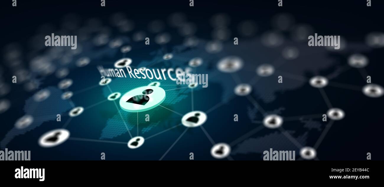 3D Rendering of Human Resources Management. Peoples icon relation ...