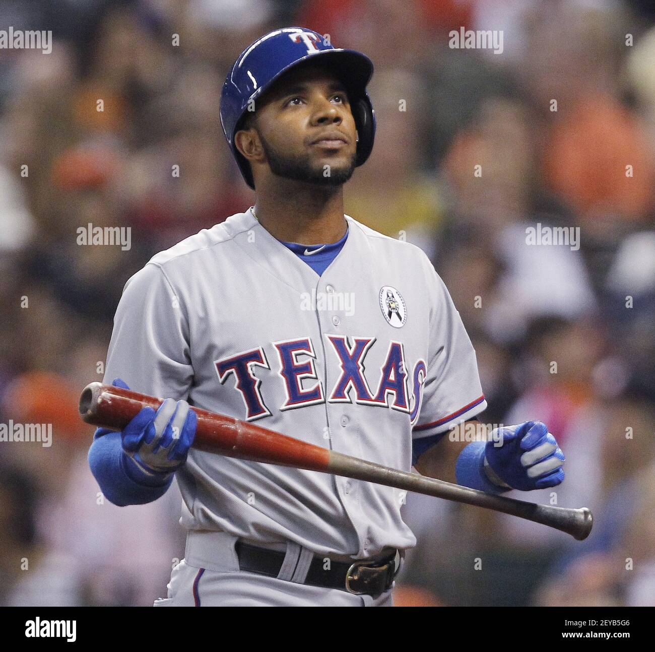 Elvis Andrus of the Texas Rangers shows his disappointment after ...