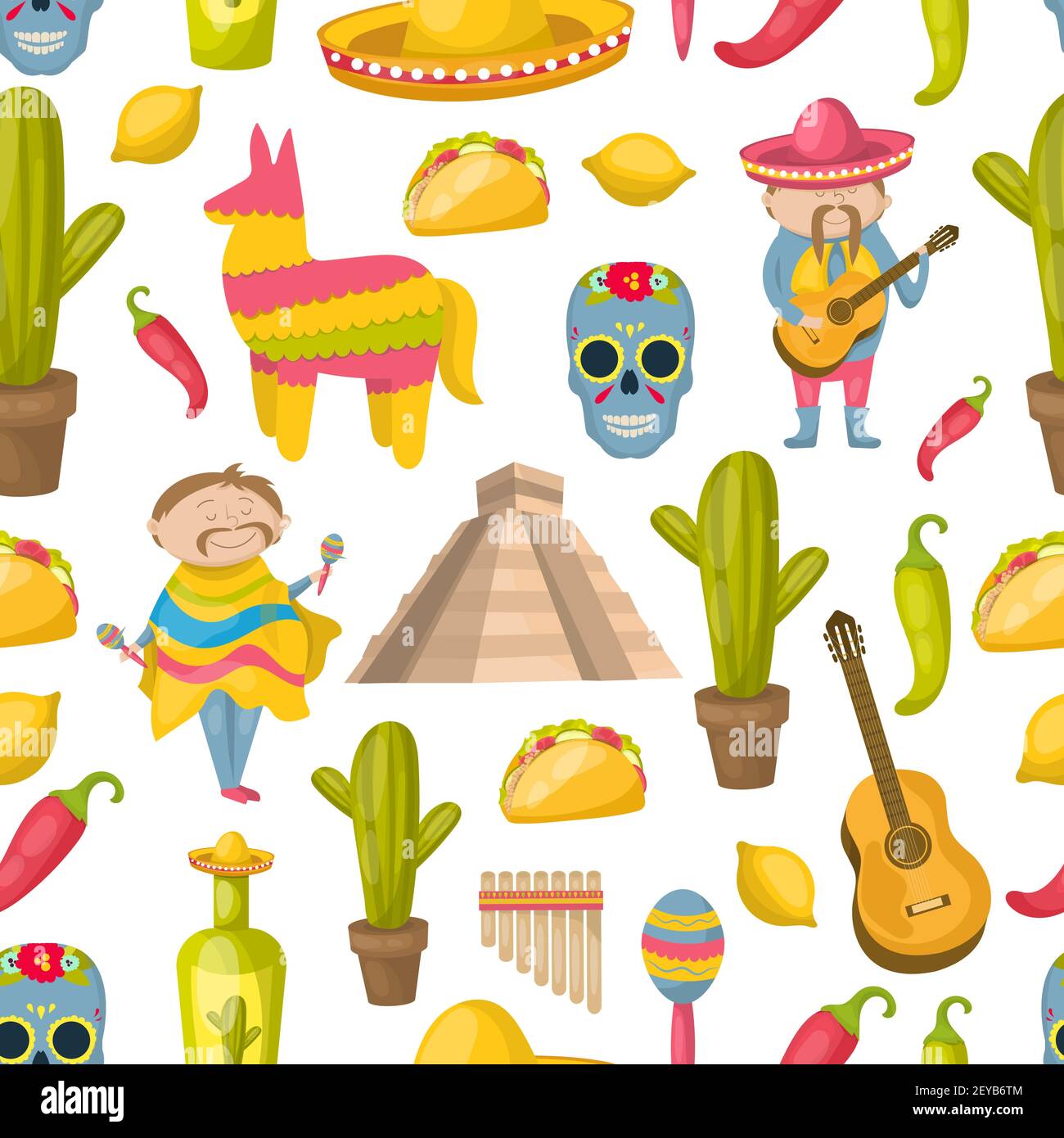 Mexican seamless background pattern with elements of traditions and ...