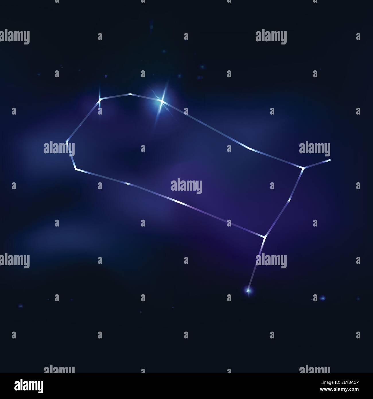 Gemini realistic zodiacal symbol with blue glow stars and connecting ...