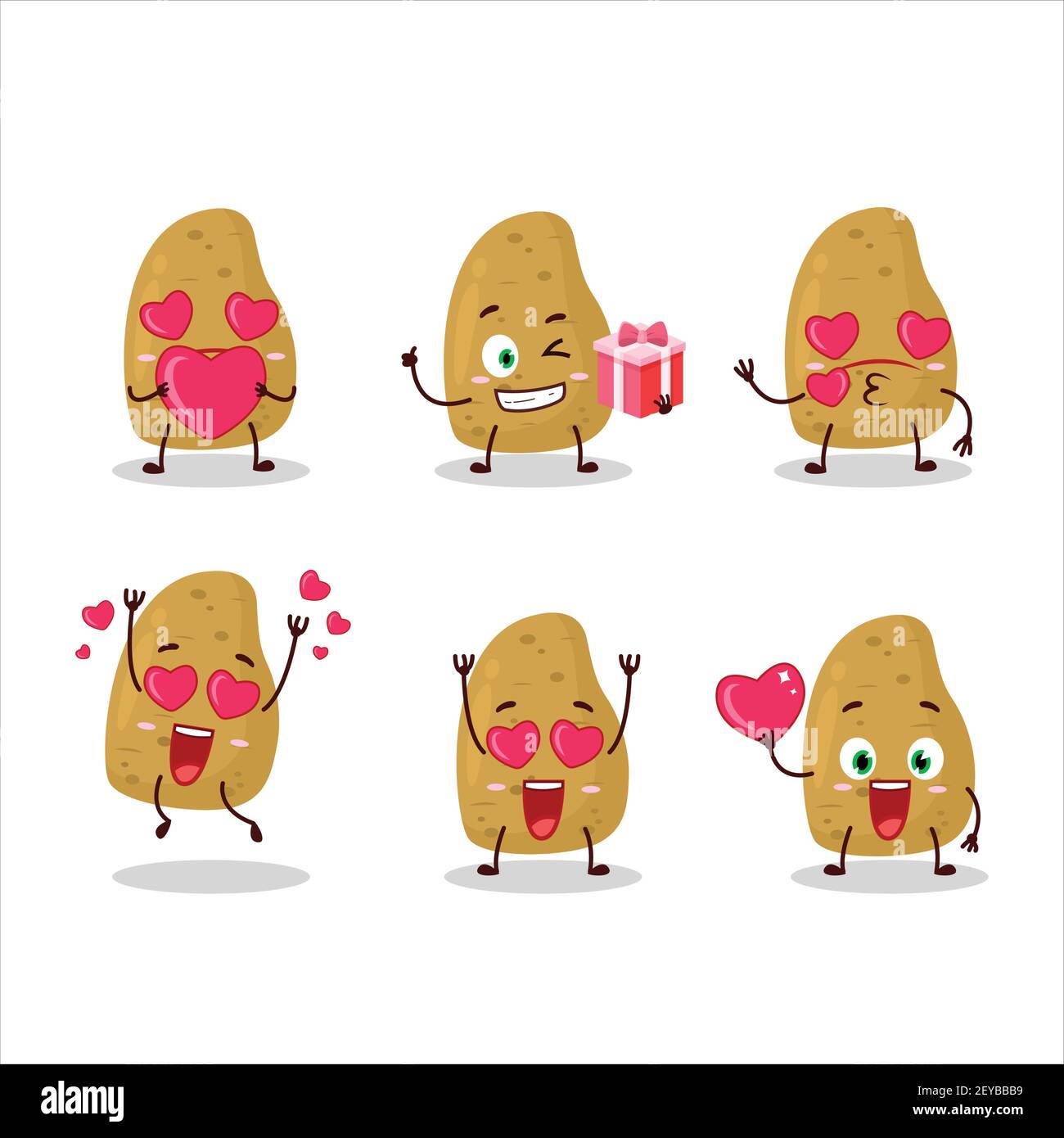 Potatoe cartoon character with love cute emoticon. Vector illustration ...