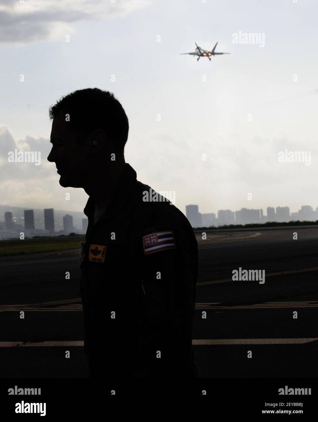 A U.S. Airman with the 199th Fighter Squadron, Hawaii Air National ...