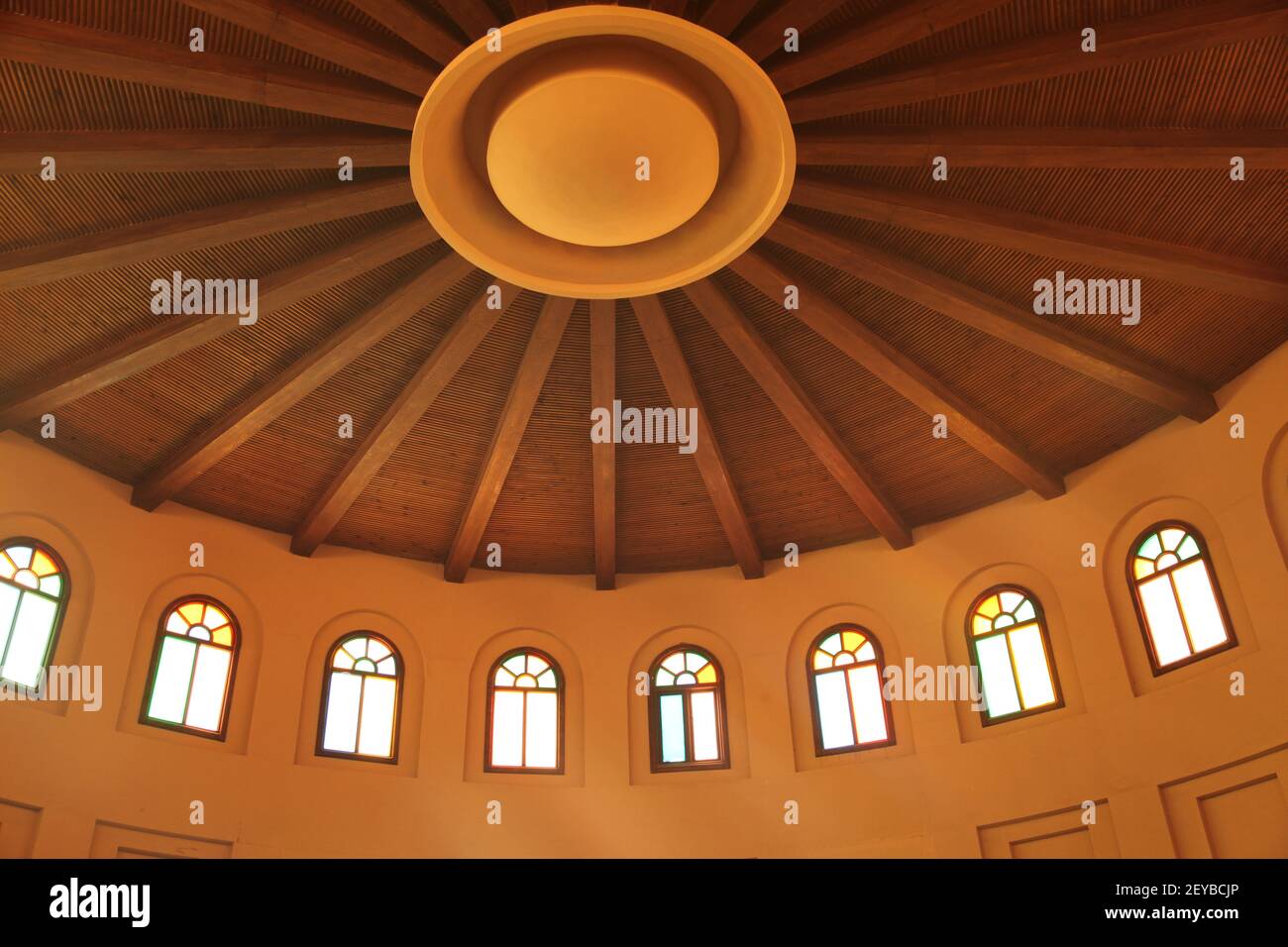 A low angle shot of a beautiful ceiling inside of the building Stock ...
