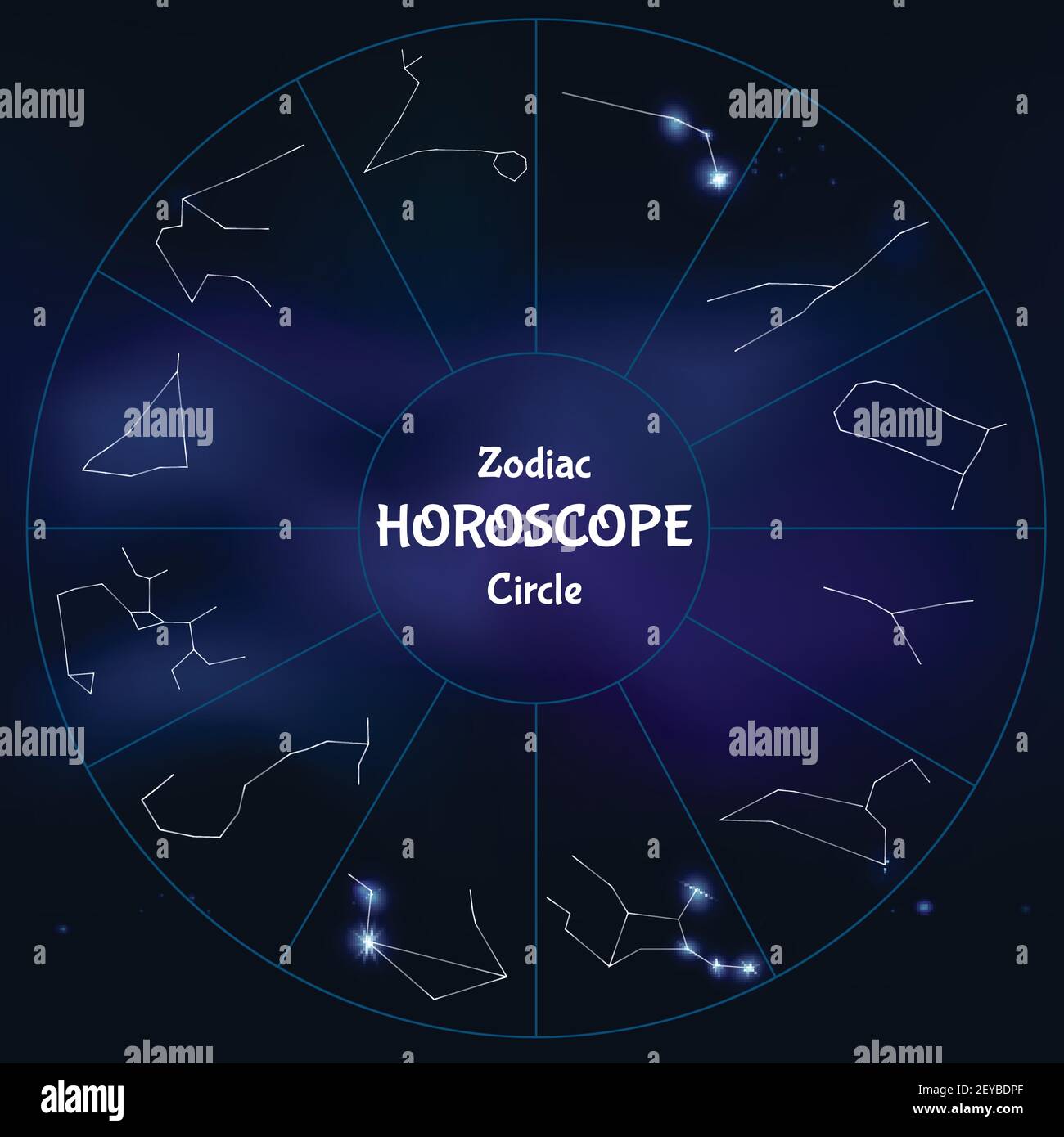 Realistic zodiac horoscope in circle shape with collection of ...
