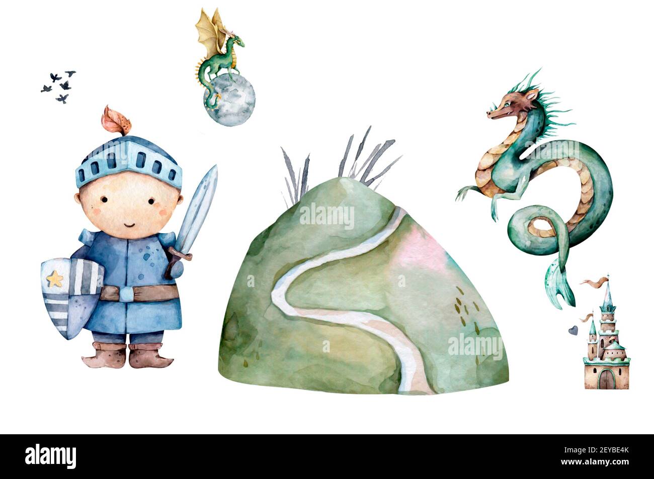 The brave knight protects the princess from a dragon Stock Photo - Alamy