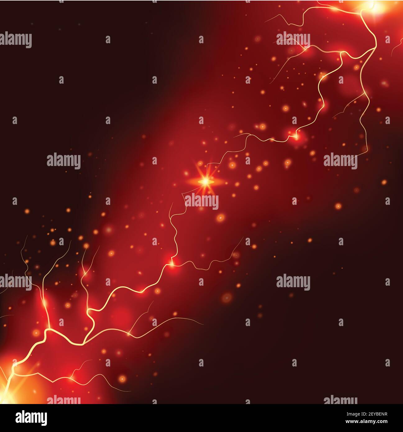 Realistic thunderstorm effects with bright red orange flashes of ...