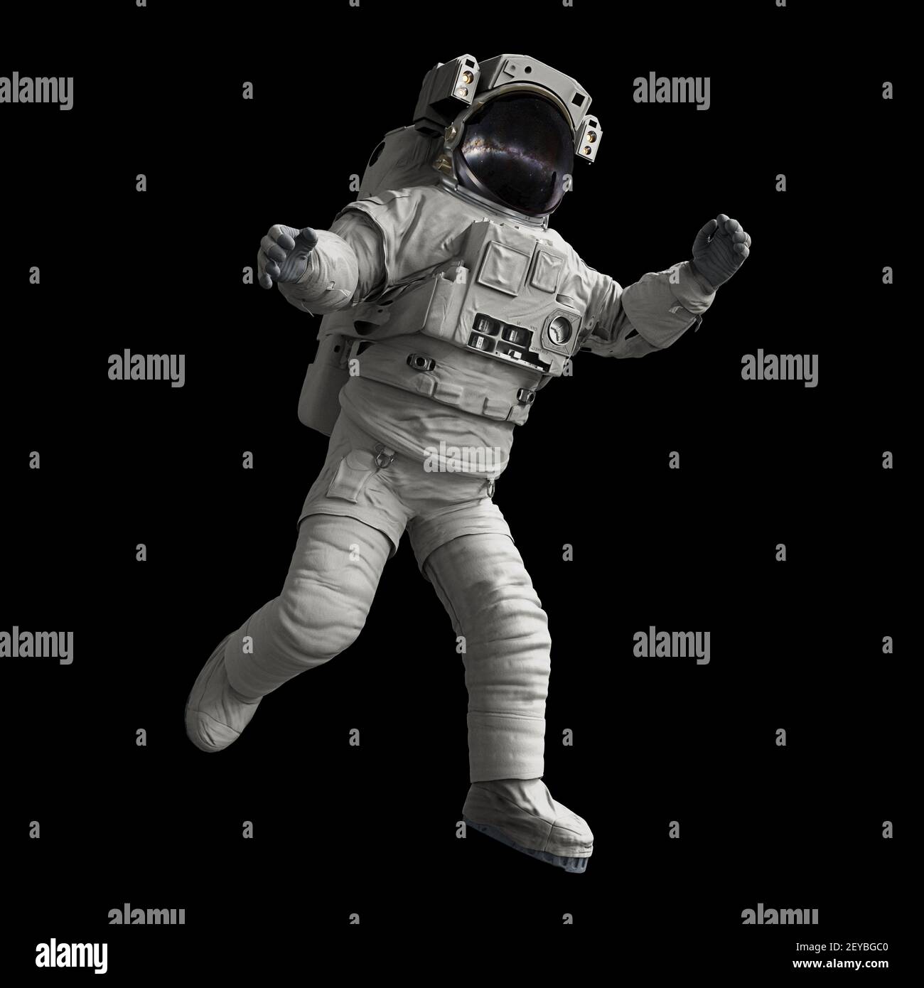 astronaut performing a spacewalk, isolated on black background Stock ...