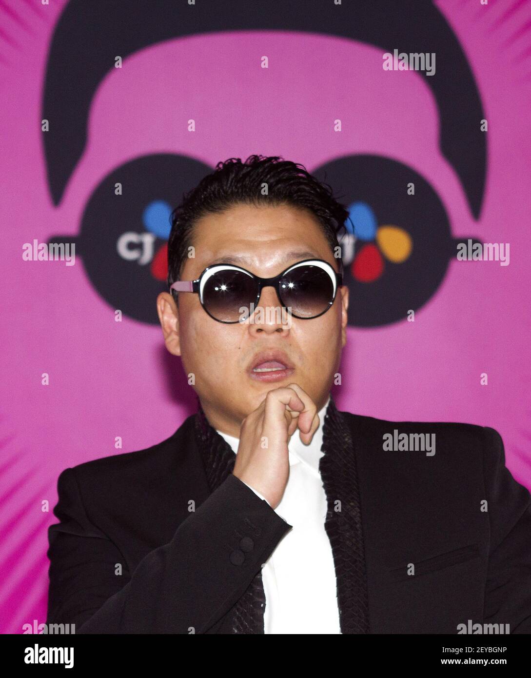 South Korean singer Psy attends a press conference to promote his new ...