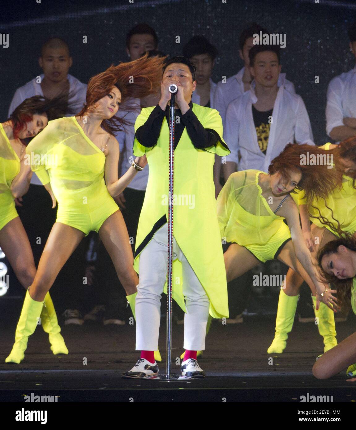 13 April 2013 - Seoul, South Korea : South Korean singer Psy performs ...