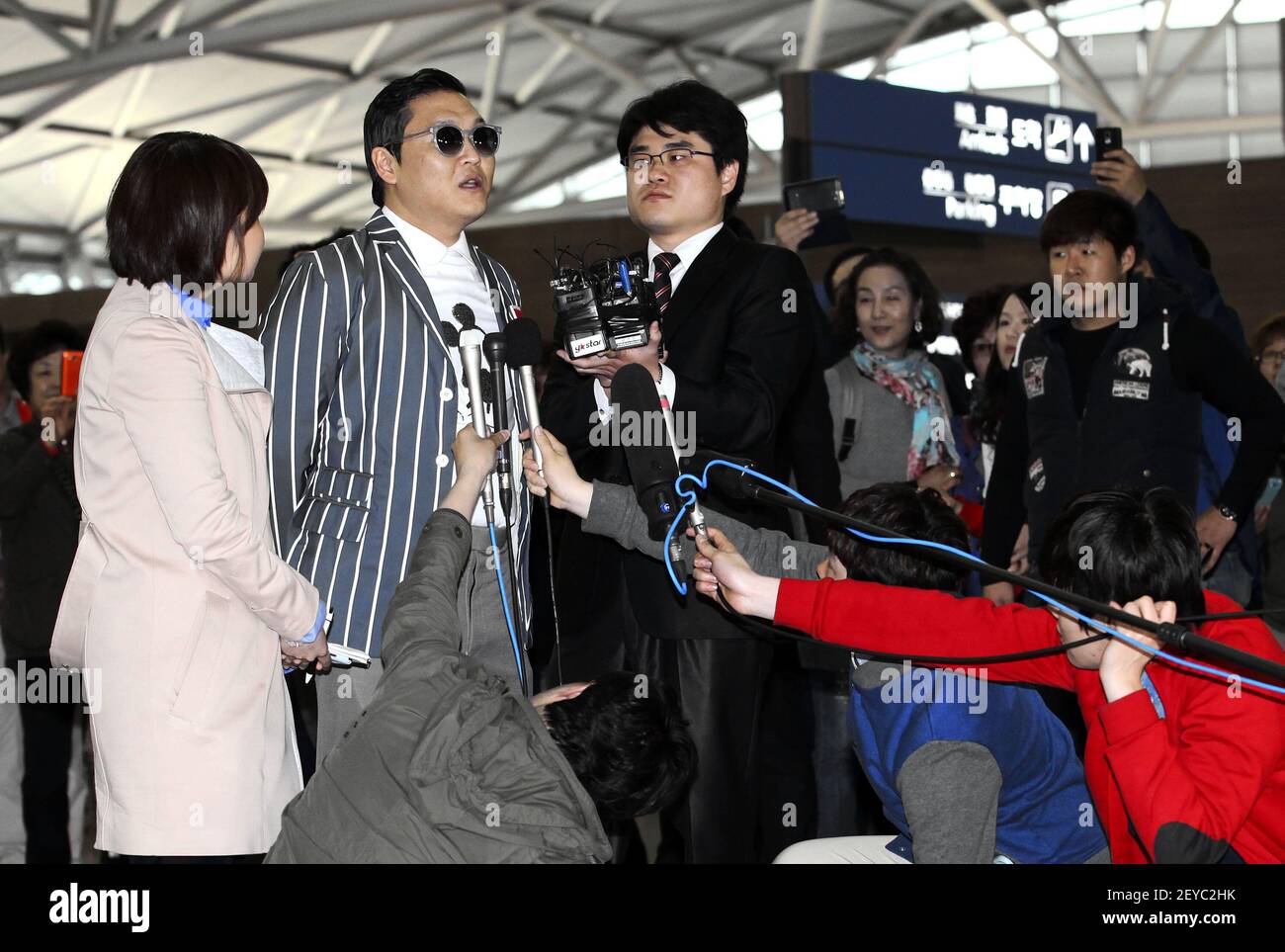 South Korean Rapper Psy promotes his new single album 'Gentleman' world ...