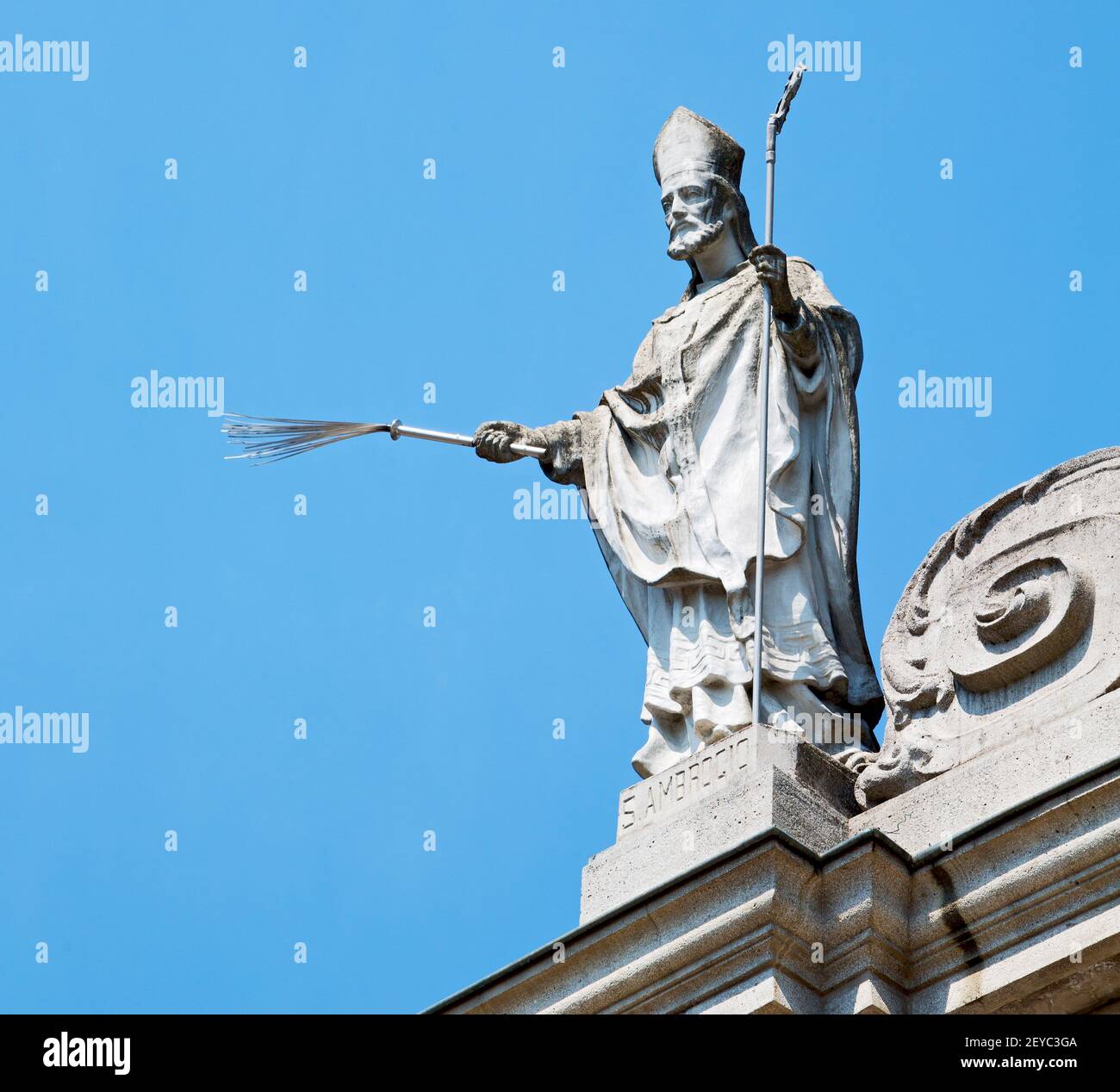 Marble in old historical construction italy europe milan and statue ...