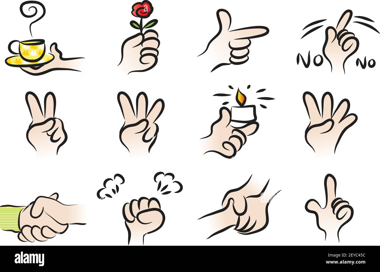 vector drawing hands action emoji stickers set Stock Vector Image & Art ...