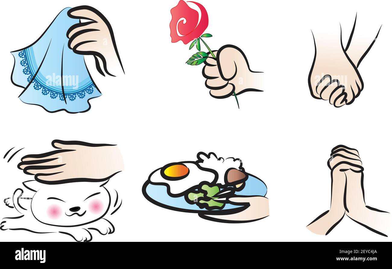 vector drawing hands action emoji stickers set Stock Vector Image & Art ...