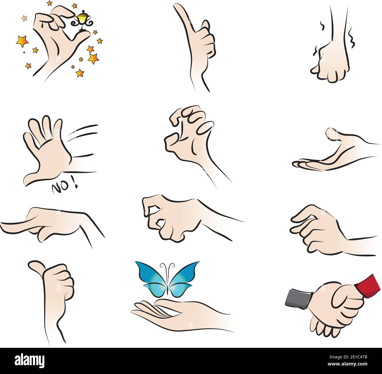 vector drawing hands action emoji stickers set Stock Vector Image & Art ...