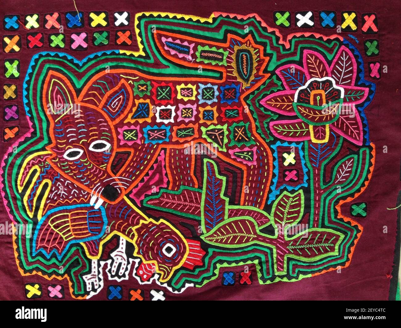 This mola featuring a fox displays many intricate details from the ...