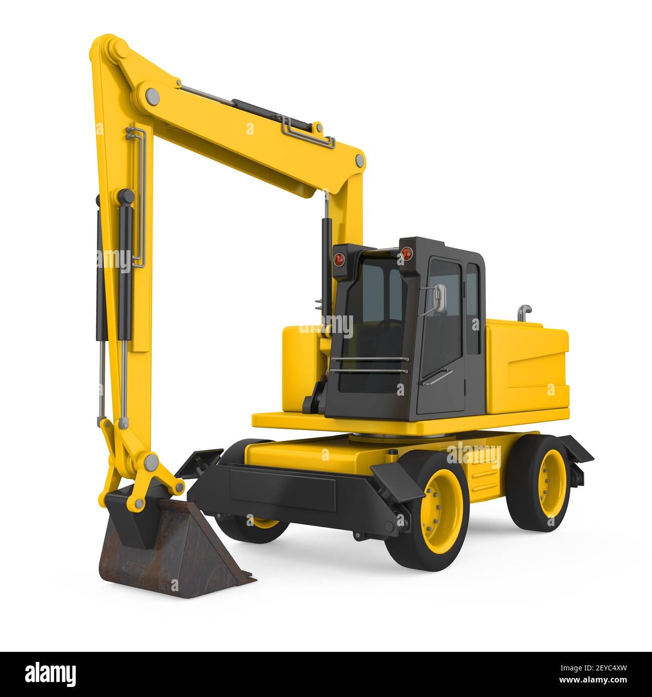 Yellow Excavator Isolated Stock Photo - Alamy