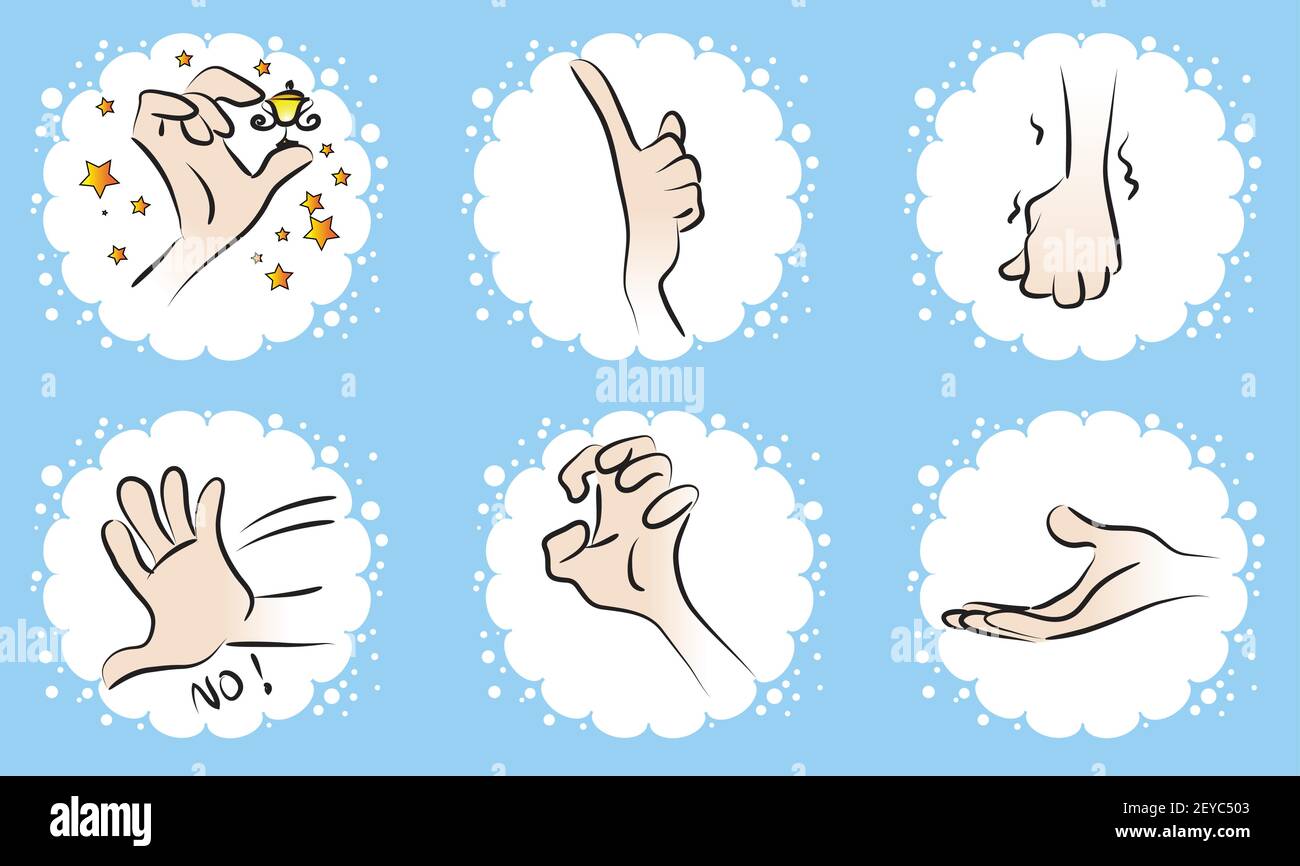 vector drawing hands action emoji stickers set Stock Vector Image & Art ...