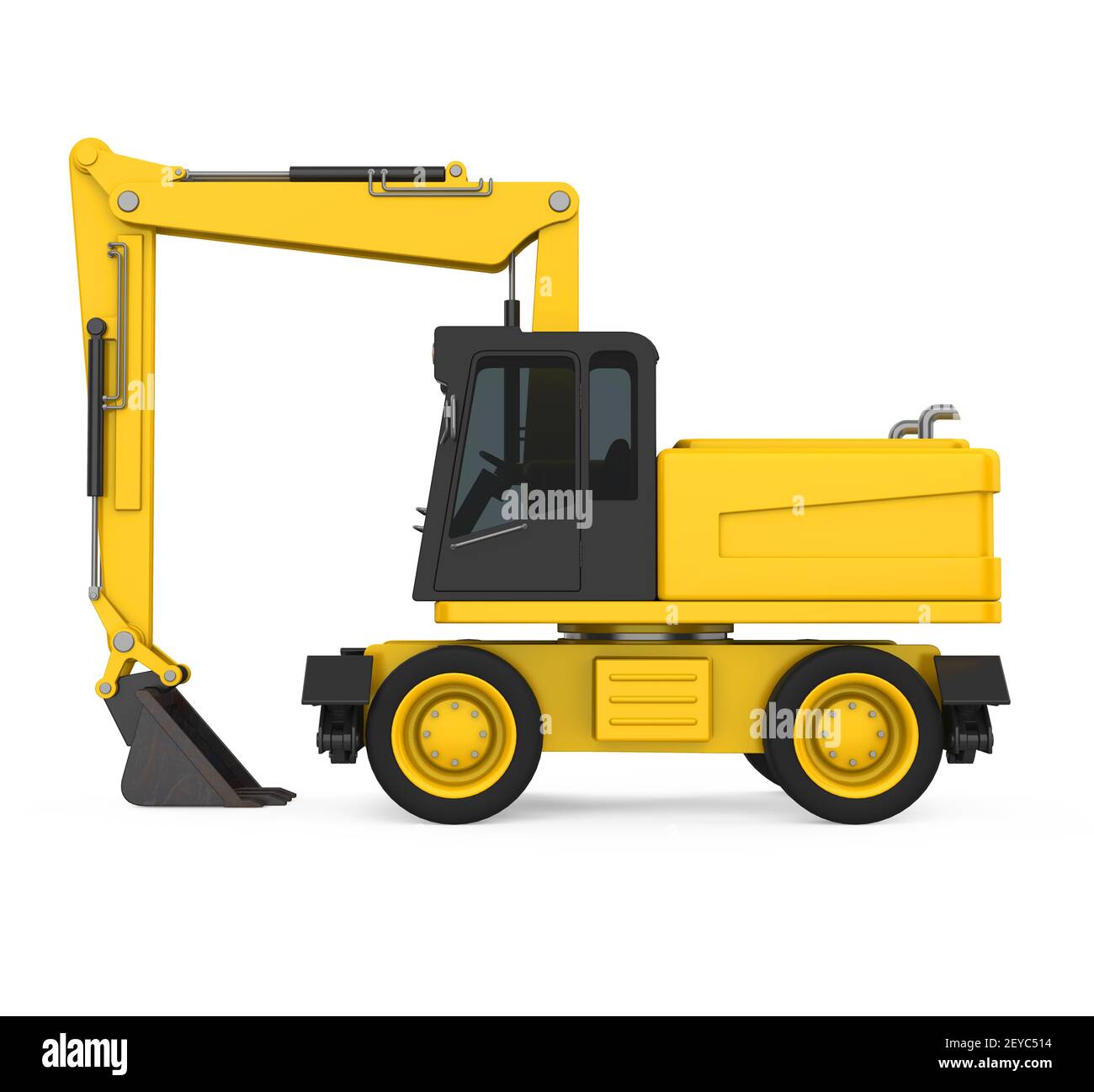 Yellow Excavator Isolated Stock Photo - Alamy