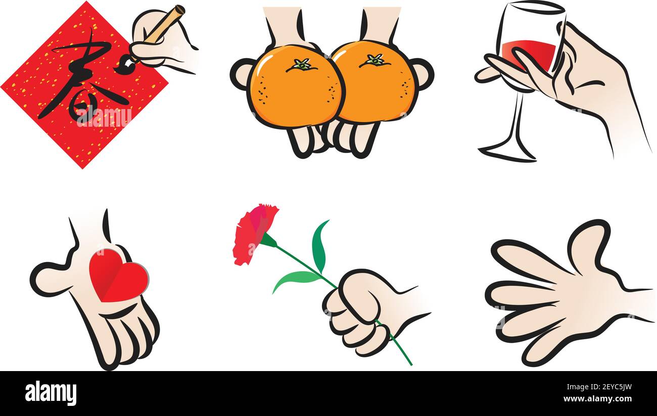 vector drawing hands action emoji stickers set Stock Vector Image & Art ...
