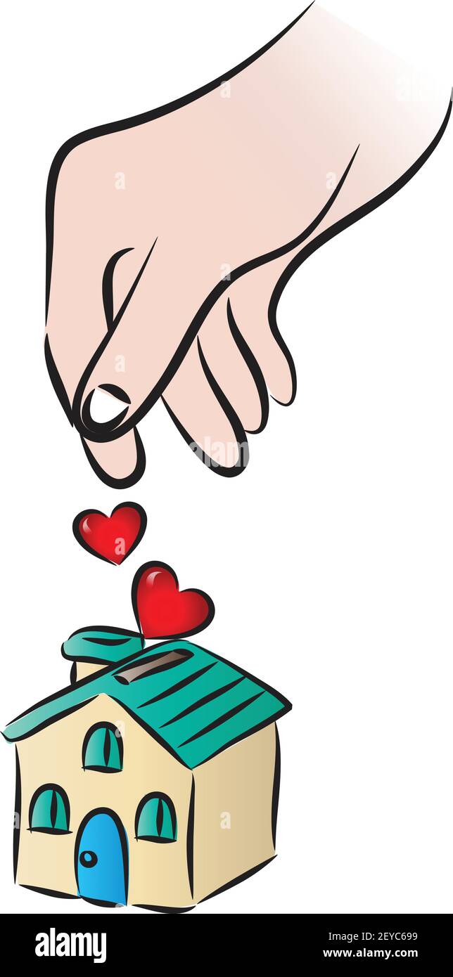 vector drawing hand save love in house Stock Vector Image & Art - Alamy