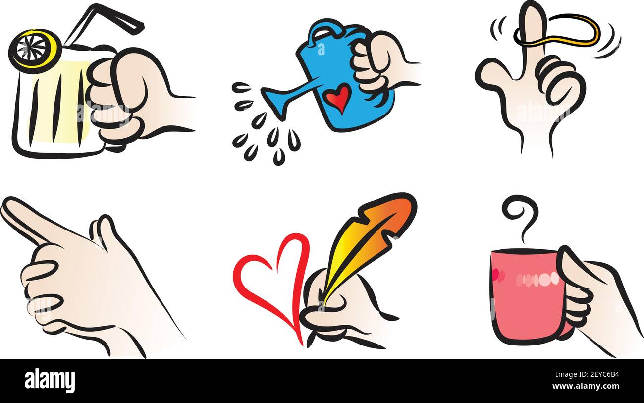 vector drawing hands action emoji stickers set Stock Vector Image & Art ...