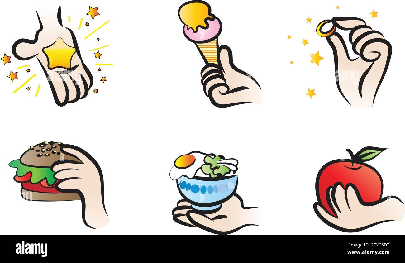 vector drawing hands action emoji stickers set Stock Vector Image & Art ...