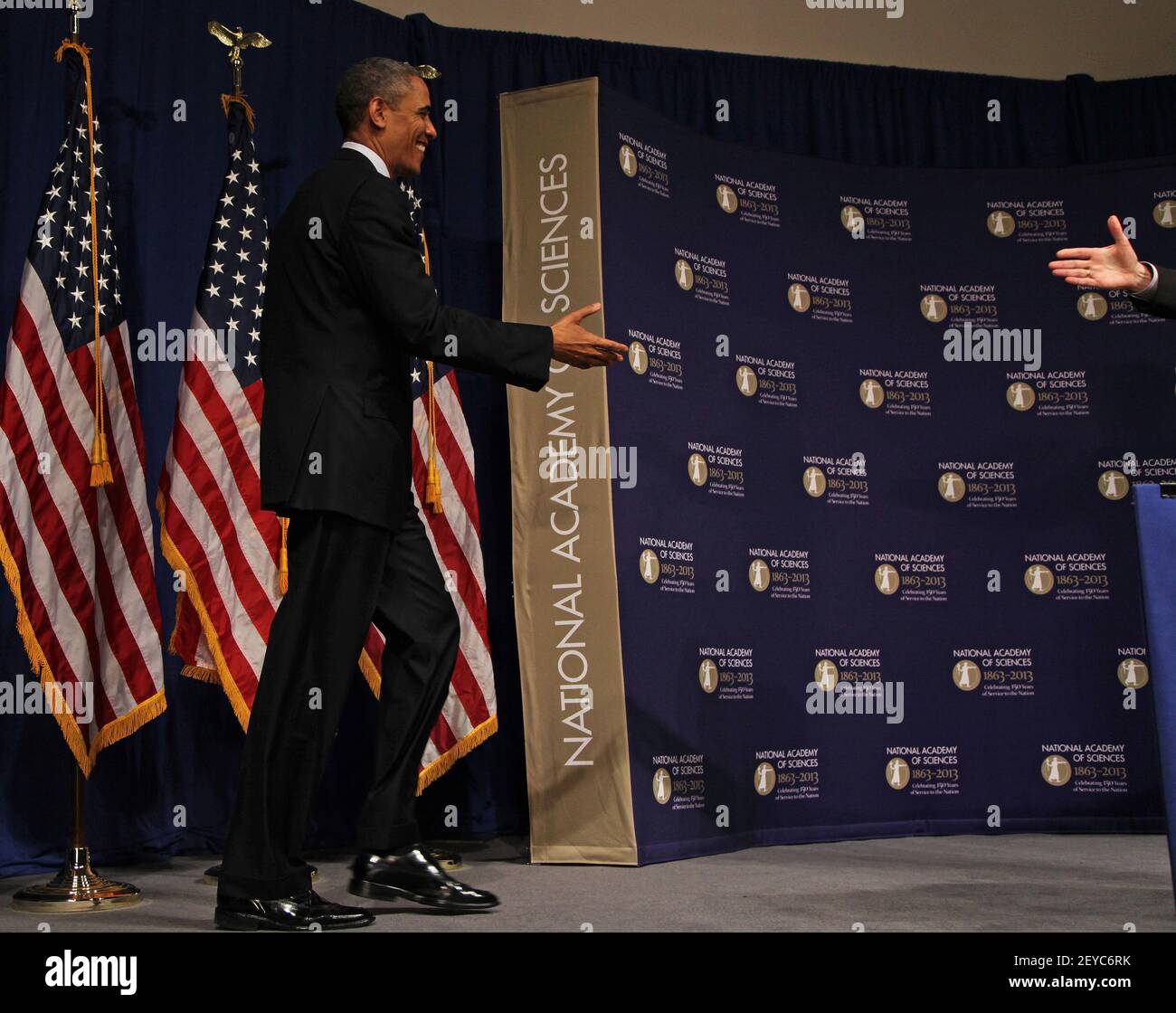 President Barack Obama arrives on stage to speak at the National ...