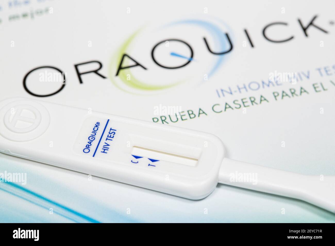 A Oraquick in-home HIV testing kit photographed on April 28, 2013 ...
