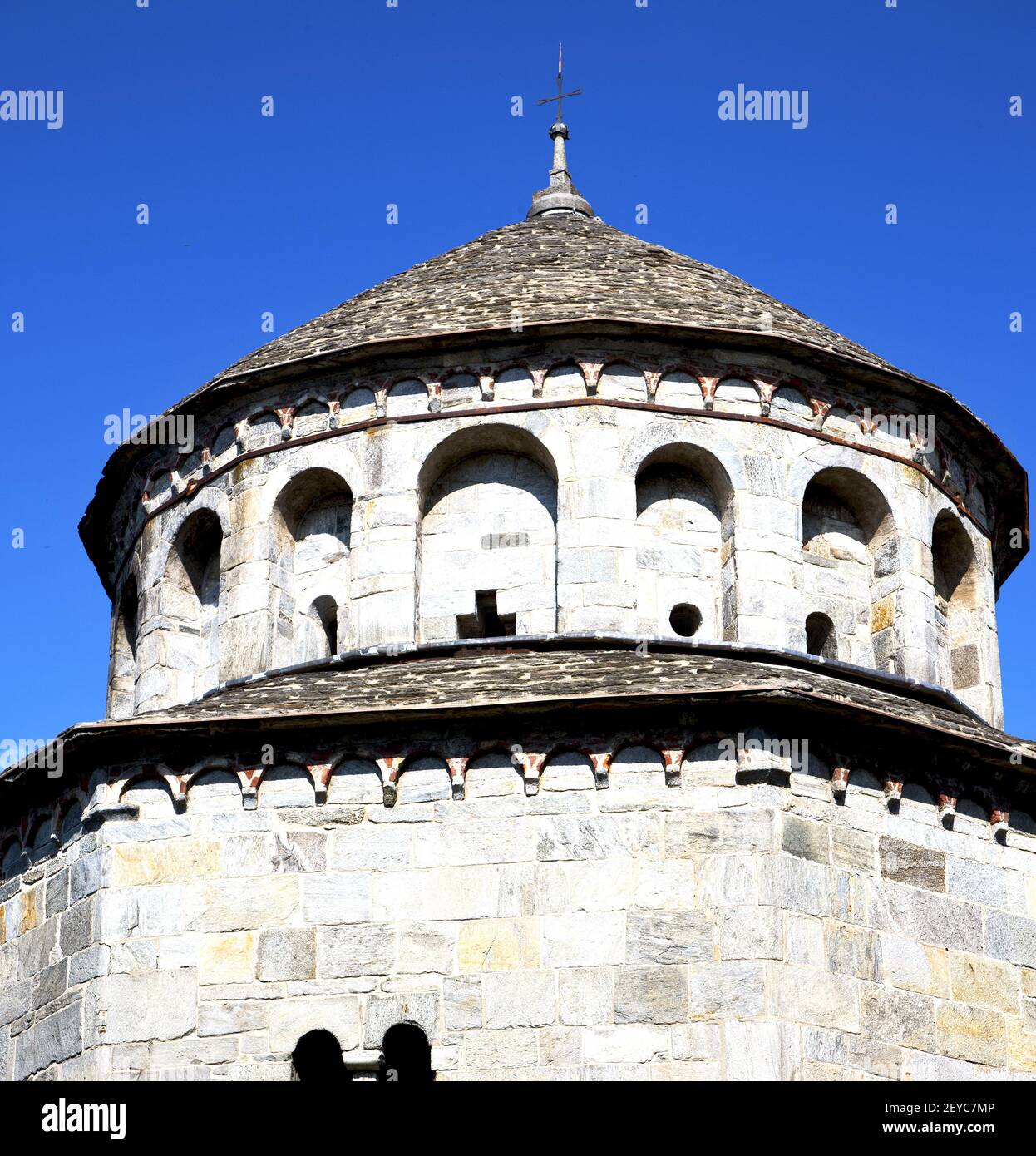 Rose window italy lombardy in the abbiate old closed brick tower tile ...