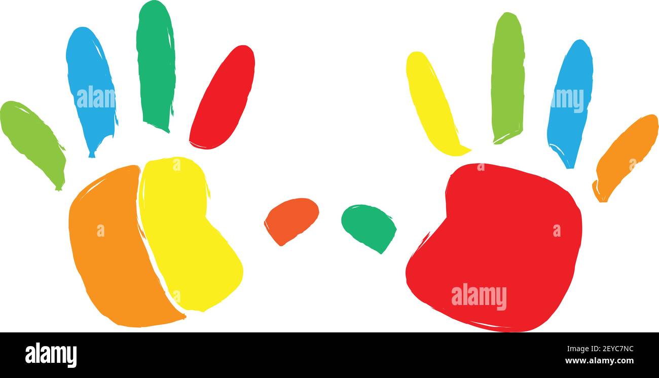 vector drawing two hands print colourful Stock Vector Image & Art - Alamy
