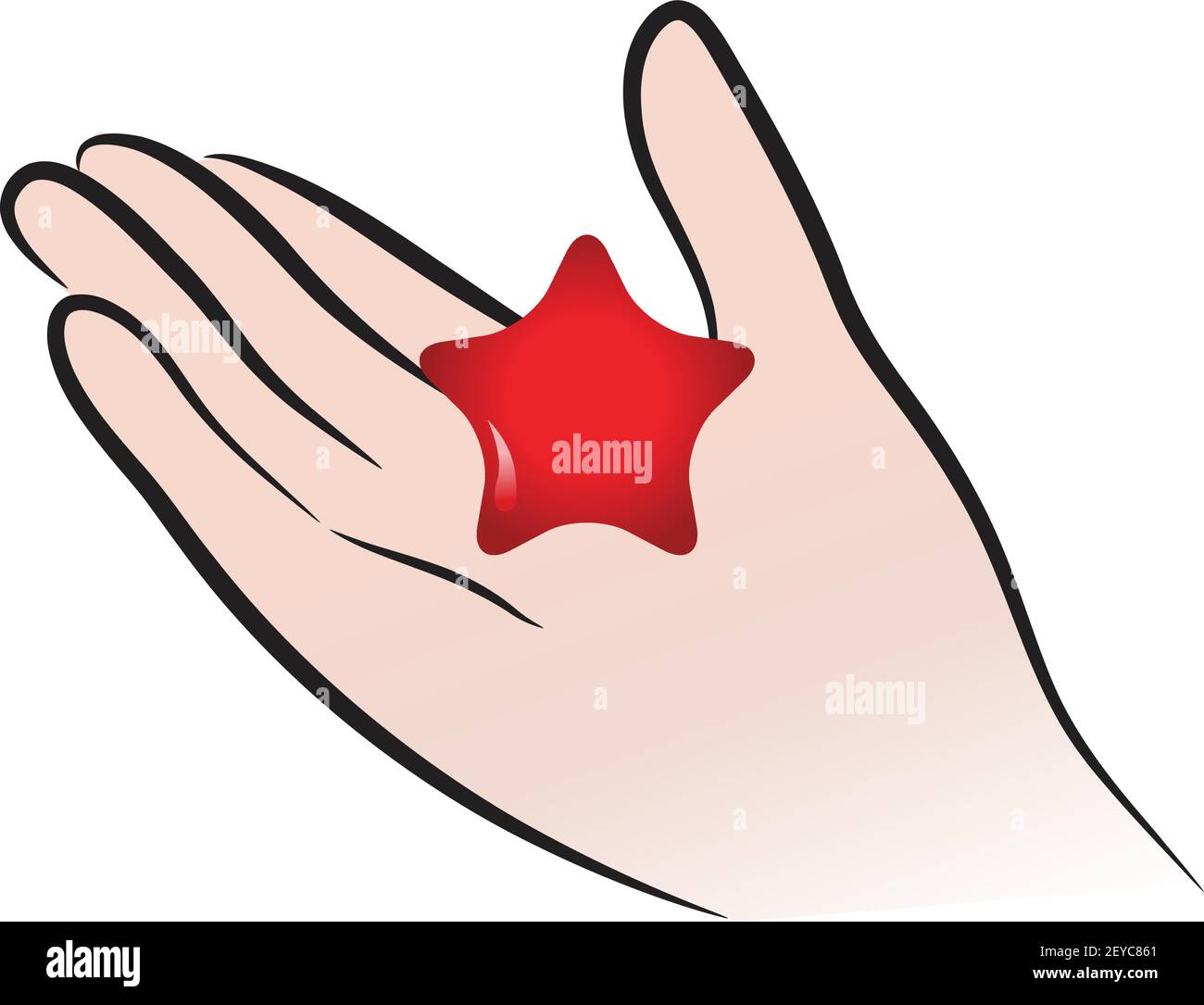 vector drawing hand hold red star Stock Vector Image & Art - Alamy
