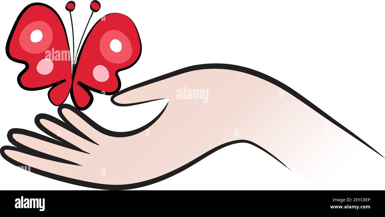 vector drawing hand hold butterfly Stock Vector Image & Art - Alamy