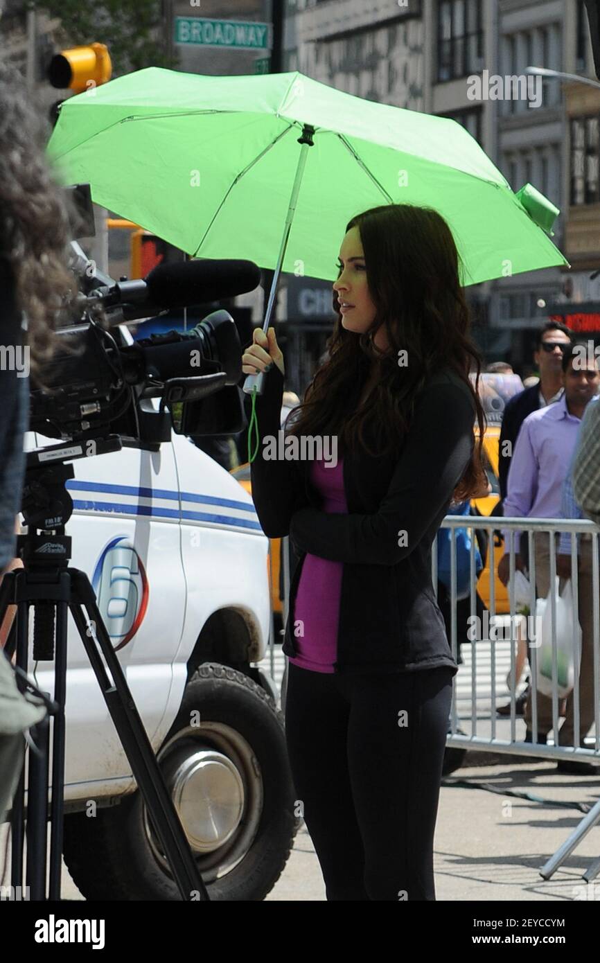 Actress Megan Fox is seen filming a commercial spot on Broadway and ...