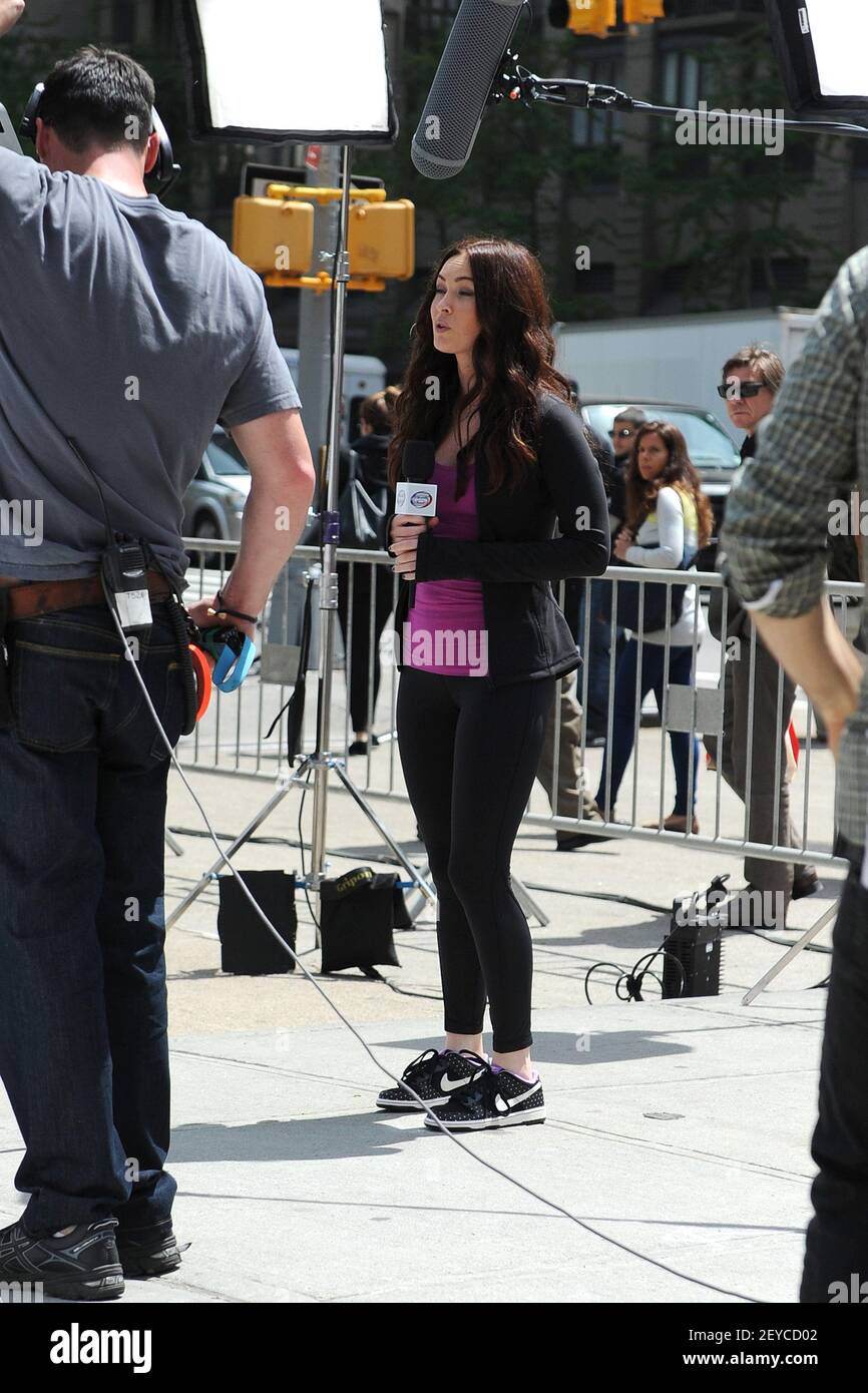 Actress Megan Fox is seen filming a commercial spot on Broadway and ...