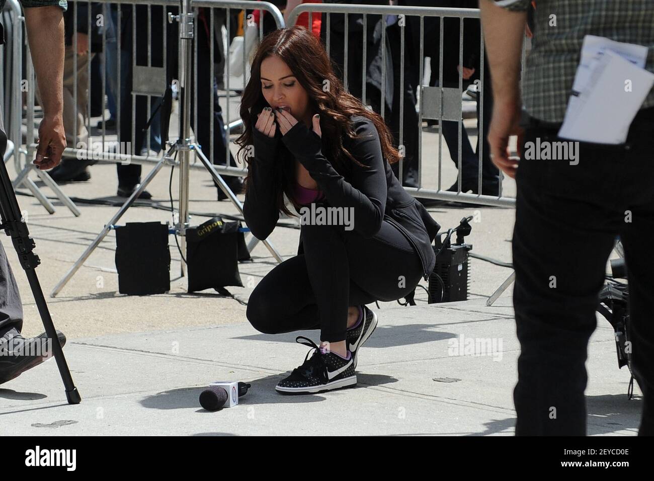 Actress Megan Fox is seen filming a commercial spot on Broadway and ...
