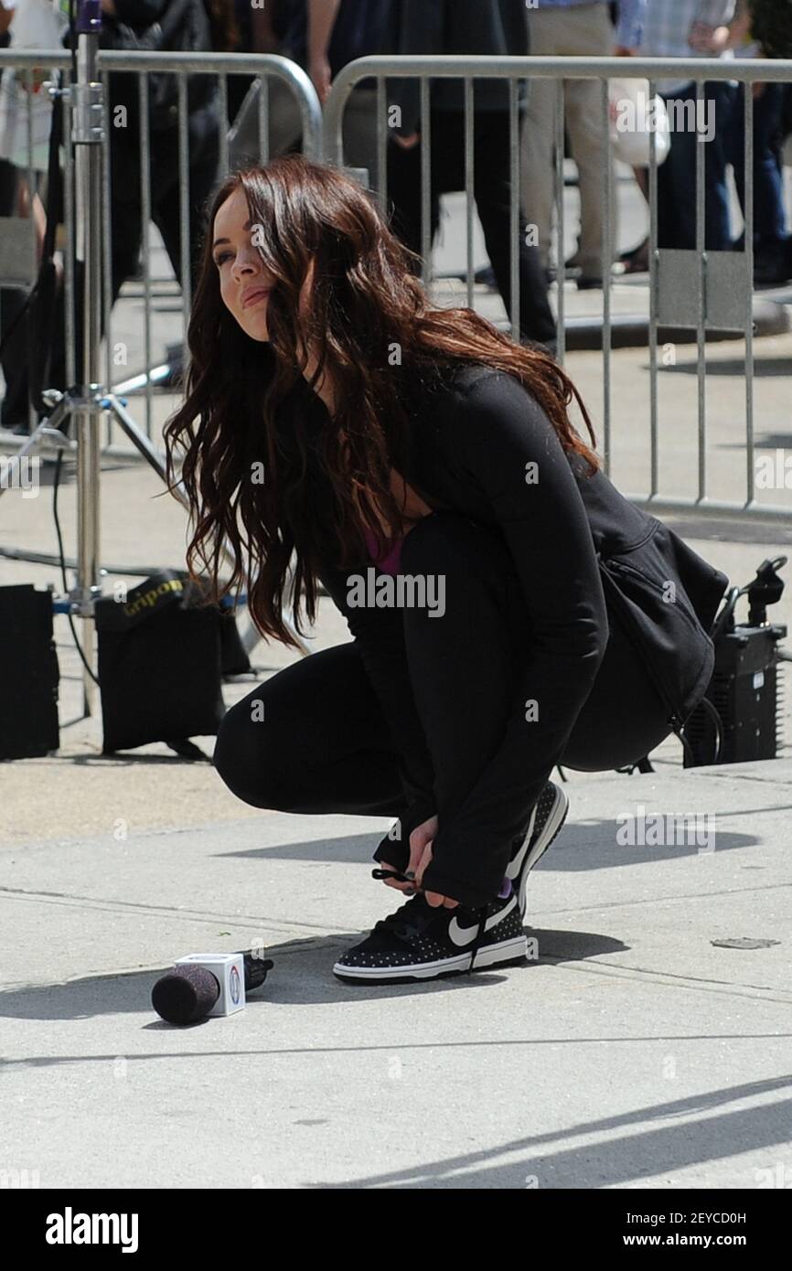 Actress Megan Fox is seen filming a commercial spot on Broadway and ...