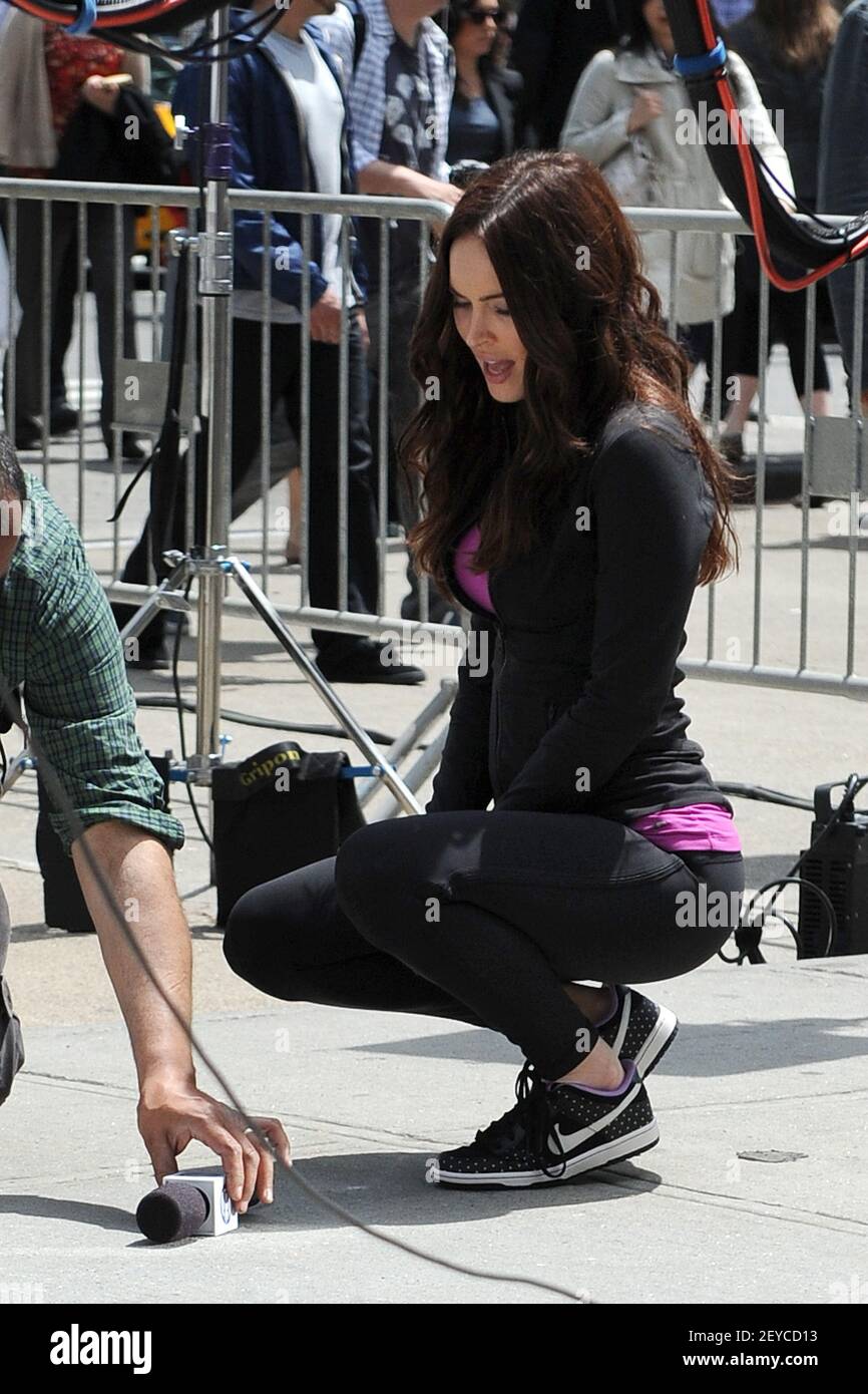 Actress Megan Fox is seen filming a commercial spot on Broadway and ...