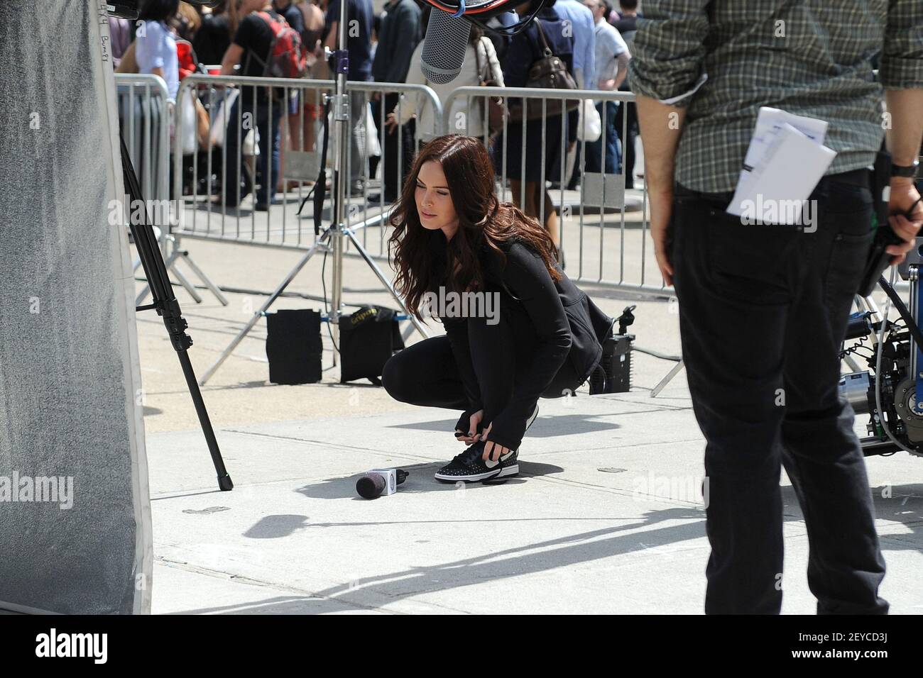 Actress Megan Fox is seen filming a commercial spot on Broadway and ...