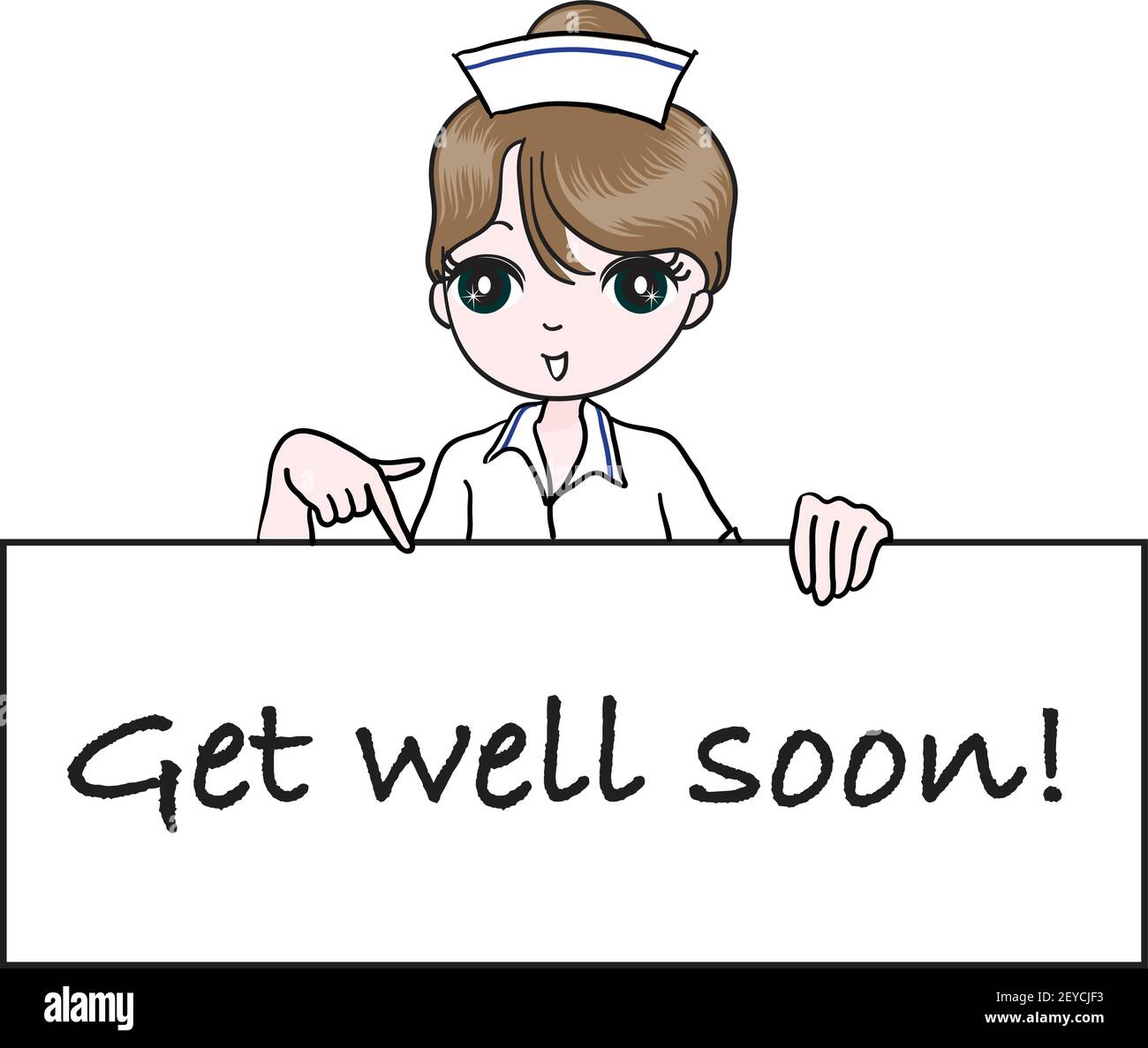 vector cartoon beauty nurse say get well soon Stock Vector Image & Art ...