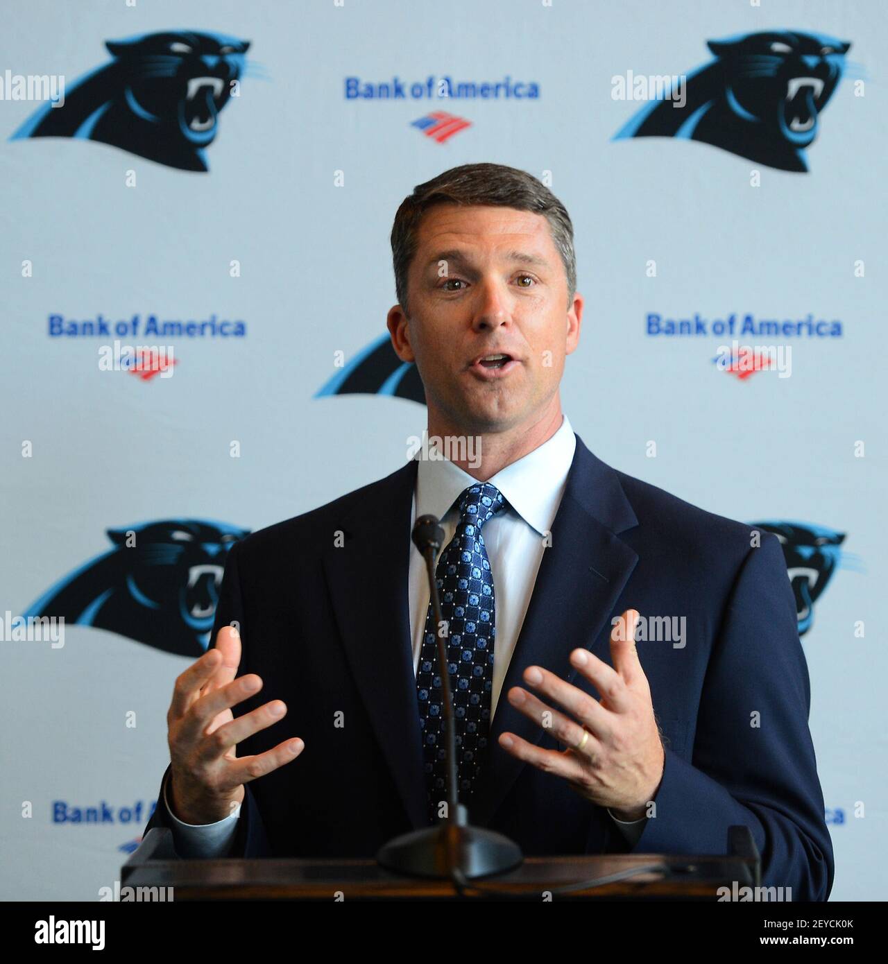 John Kasay speaks during his retirement announcement on Tuesday, May 7 ...