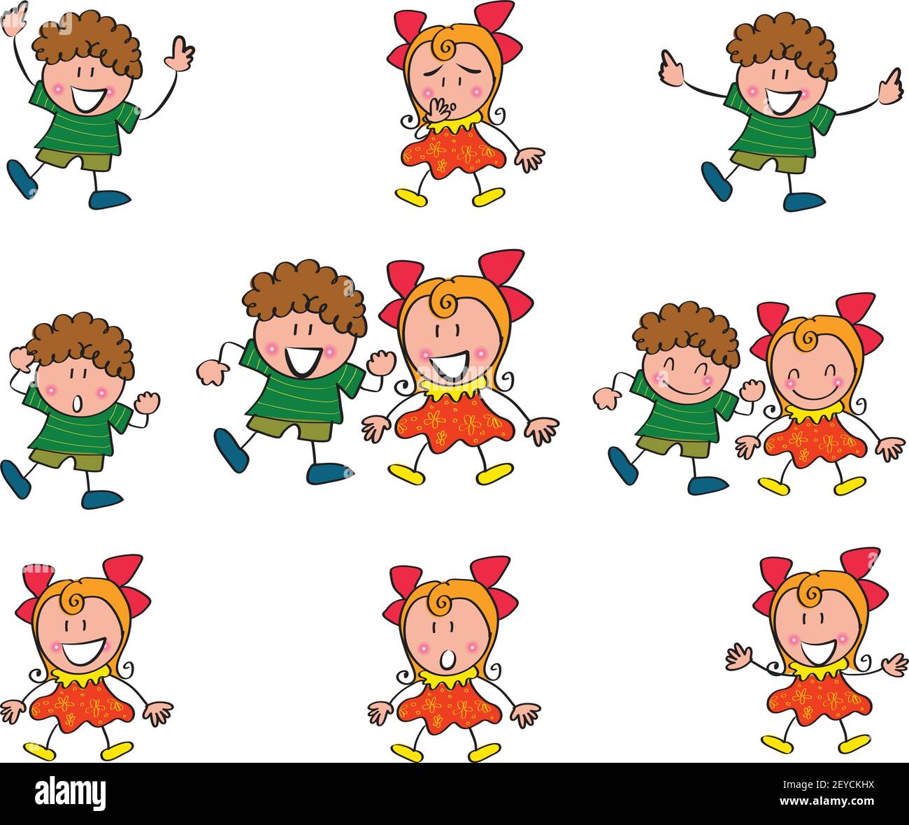 Vector cartoon boy and girl emoji action set Stock Vector Image & Art ...