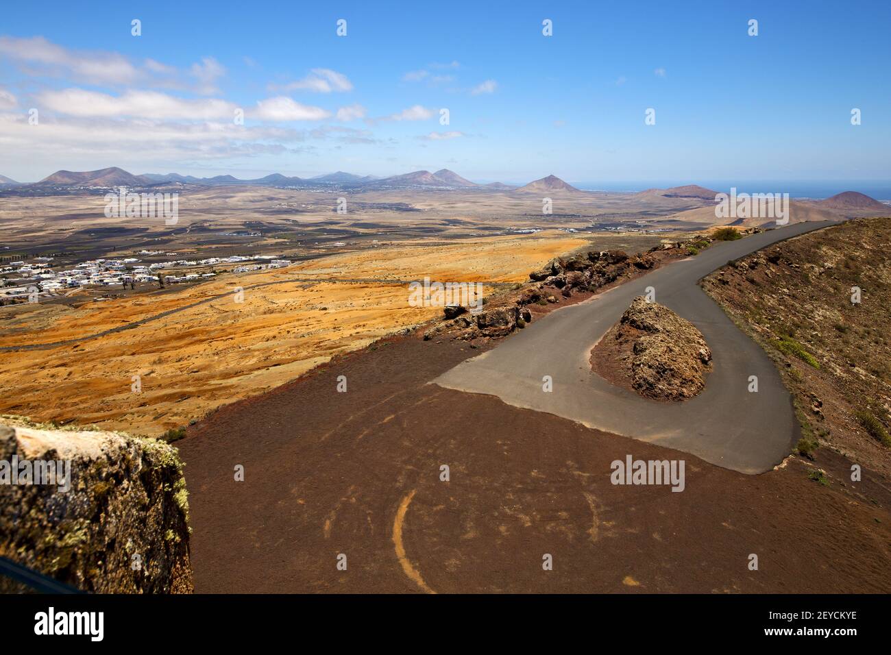 Panoramas castle sentry tower and slot in teguise Stock Photo - Alamy