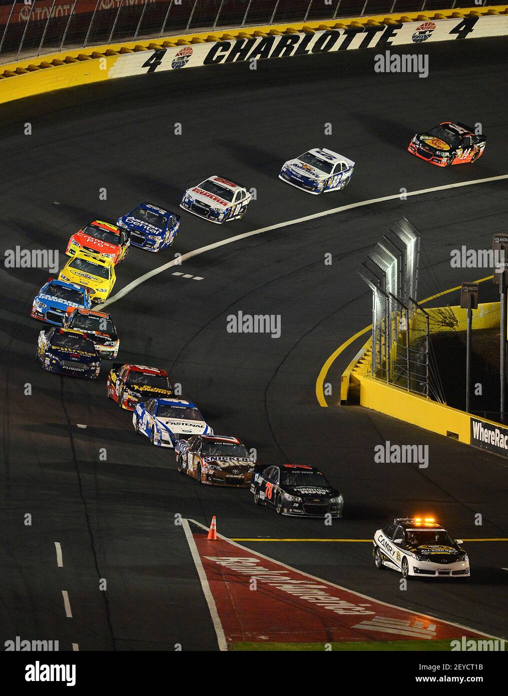 The pace car leads the field in the NASCAR Sprint All-Star race out of ...