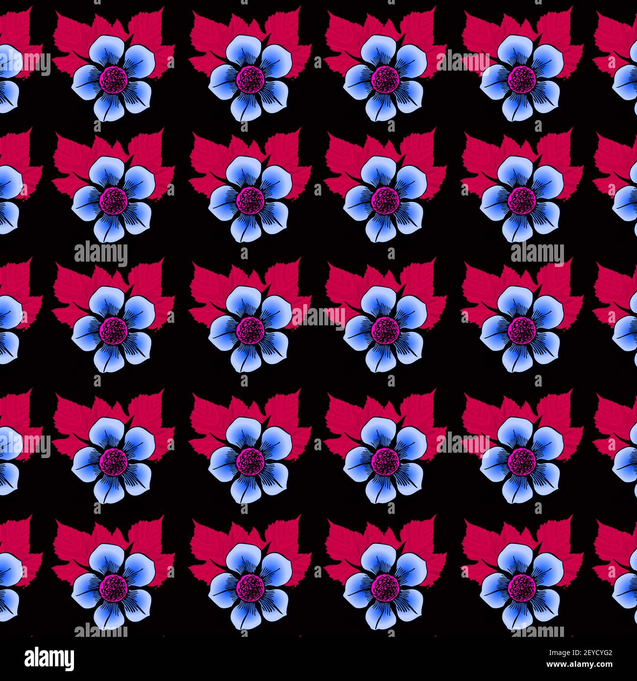 An illustration of flower patterns on a black background Stock Photo ...