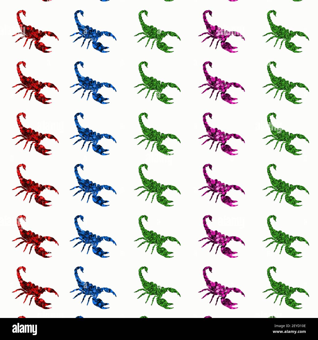 An illustration of a scorpion in four different colors on a white ...