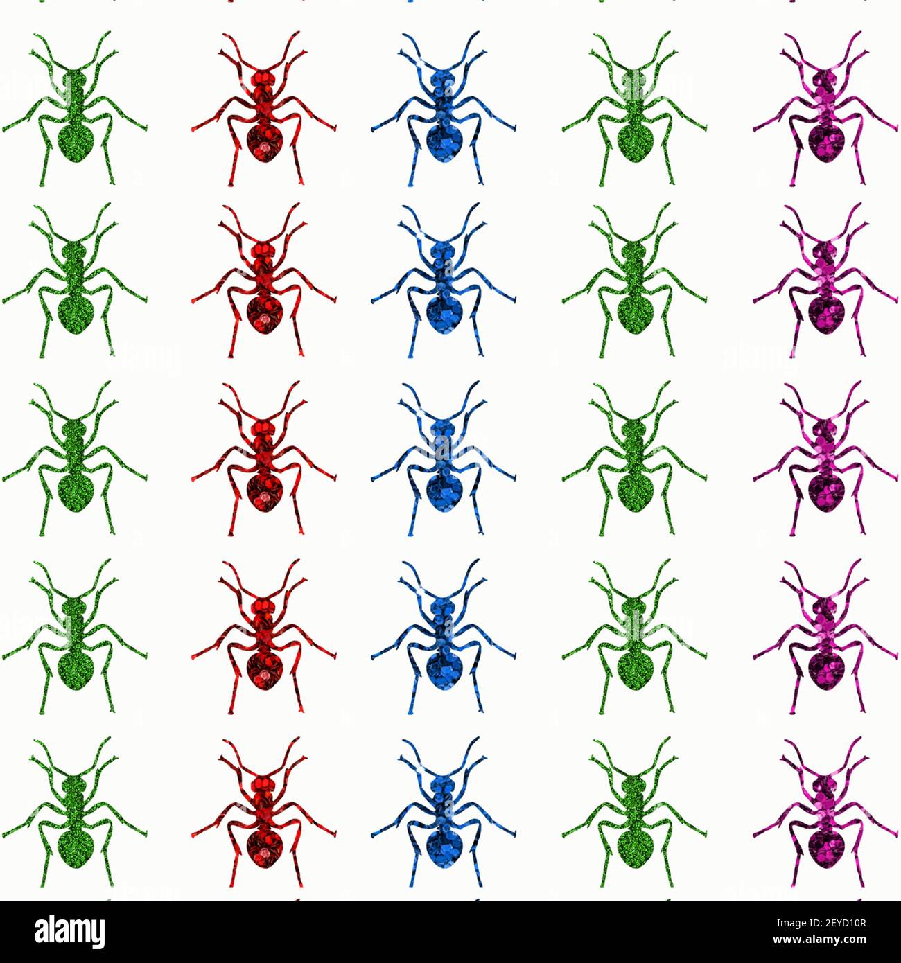 An illustration of the same ant in four different colors on a white ...